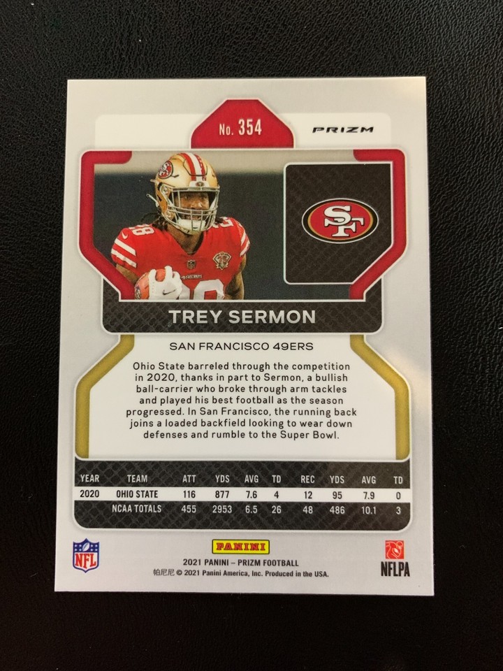 2021 Panini Prizm Trey Sermon Pink Prizm Rookie Card #354 | eBay