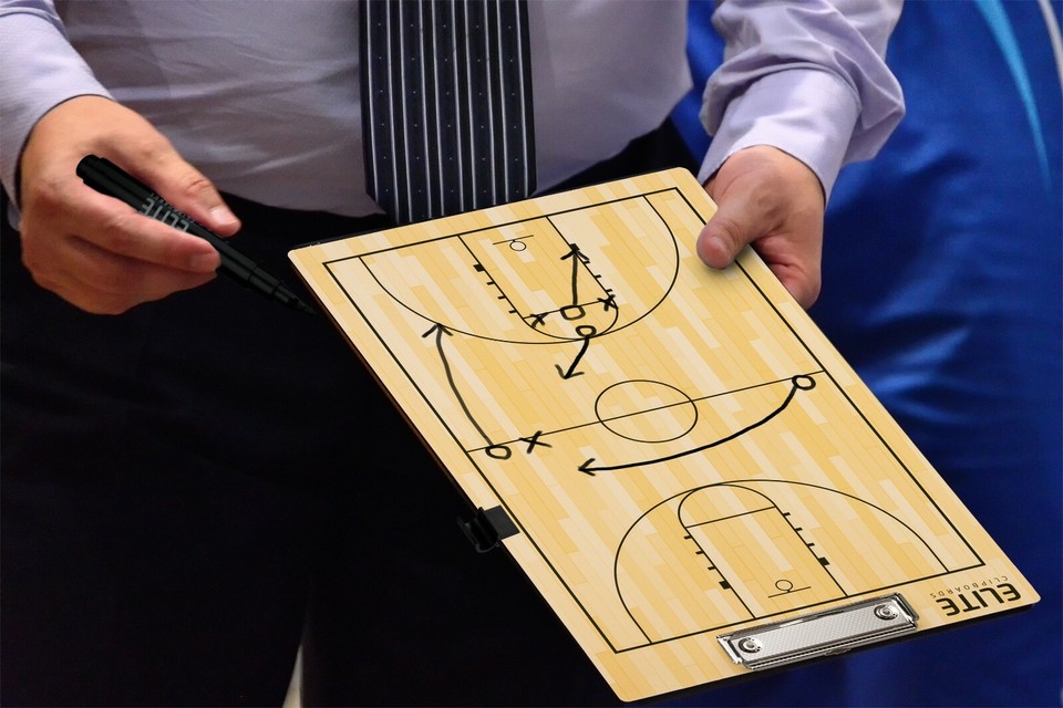 Elite Clipboards Double Sided Dry Erase Coach Basketball Marker Board ...
