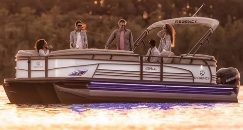 -2- REGENCY BOAT CHROME Decals Decal Sticker PAIR Bass Ski Pontoon ...