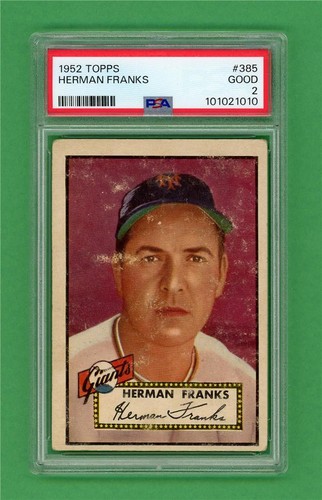 1952 Topps #385 Herman Franks * PSA Good 2 * NY Giants High Number ...