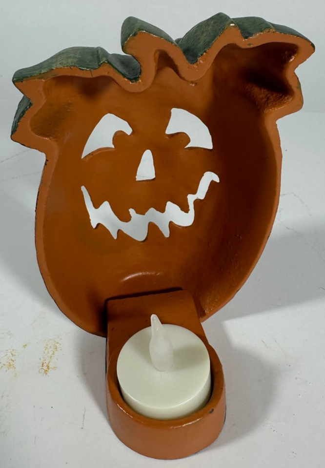 Halloween SMILING JACK-o-LANTERN Metal TEALIGHT Votive CANDLE HOLDER 6 ...