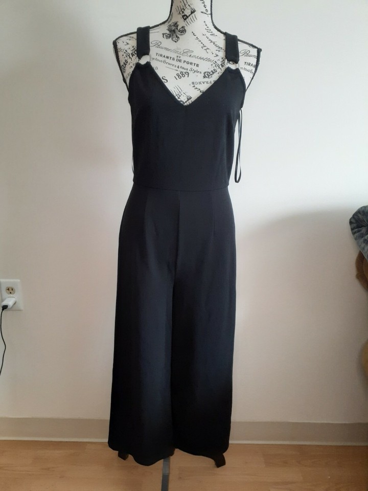 Bar III Women's Cropped O-Ring Jumpsuit Black Size 4, New with Tags ...