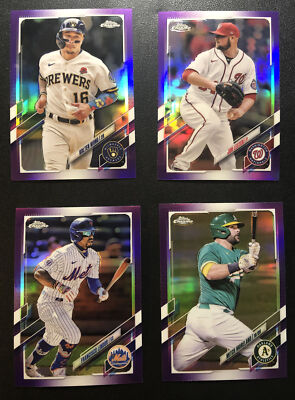 2021 Topps Chrome Update 4card Purple Para Lot- Lindor/Moreland/Wong ...