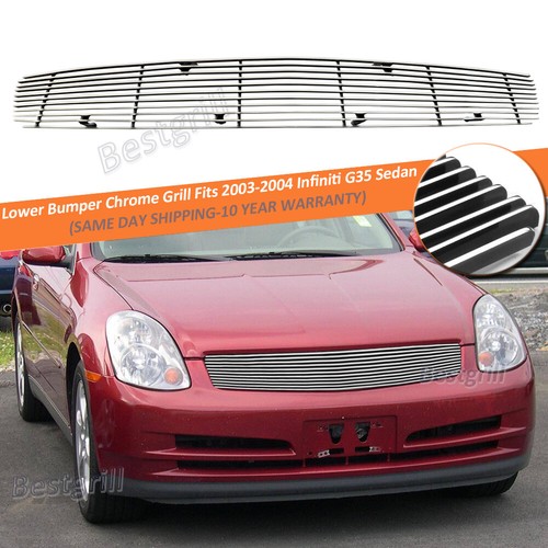 Grille Fits 2003-2004 Infiniti G35 Sedan Main Upper Front Polished ...