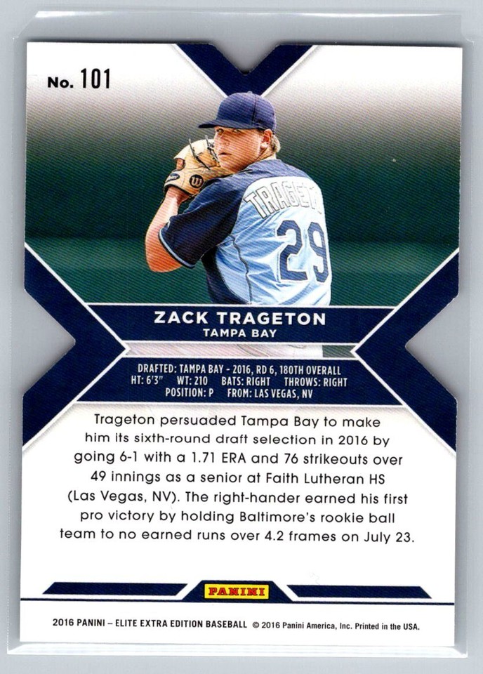 2016 Panini Elite Extra Edition #101 Zack Trageton Status Die Cut Red ...