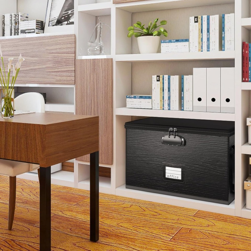 Fireproof Document Box File Organizer - Portable Locking Filing Storage ...