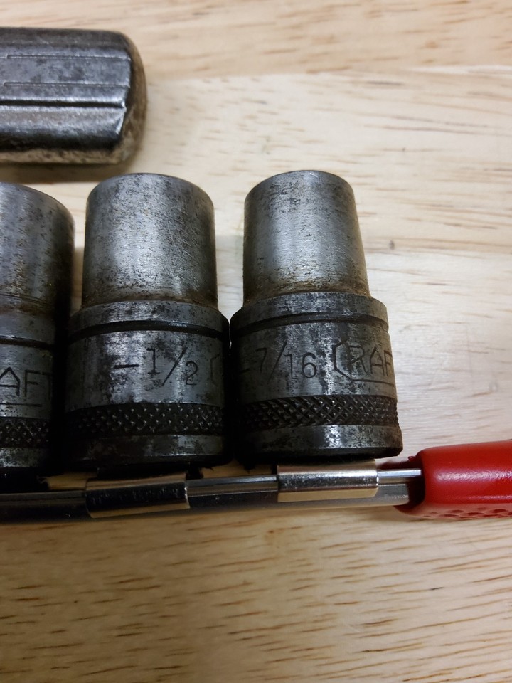vintage craftsman 1/2 drive socket set , V ratchet circle H 1 1/8 thru ...