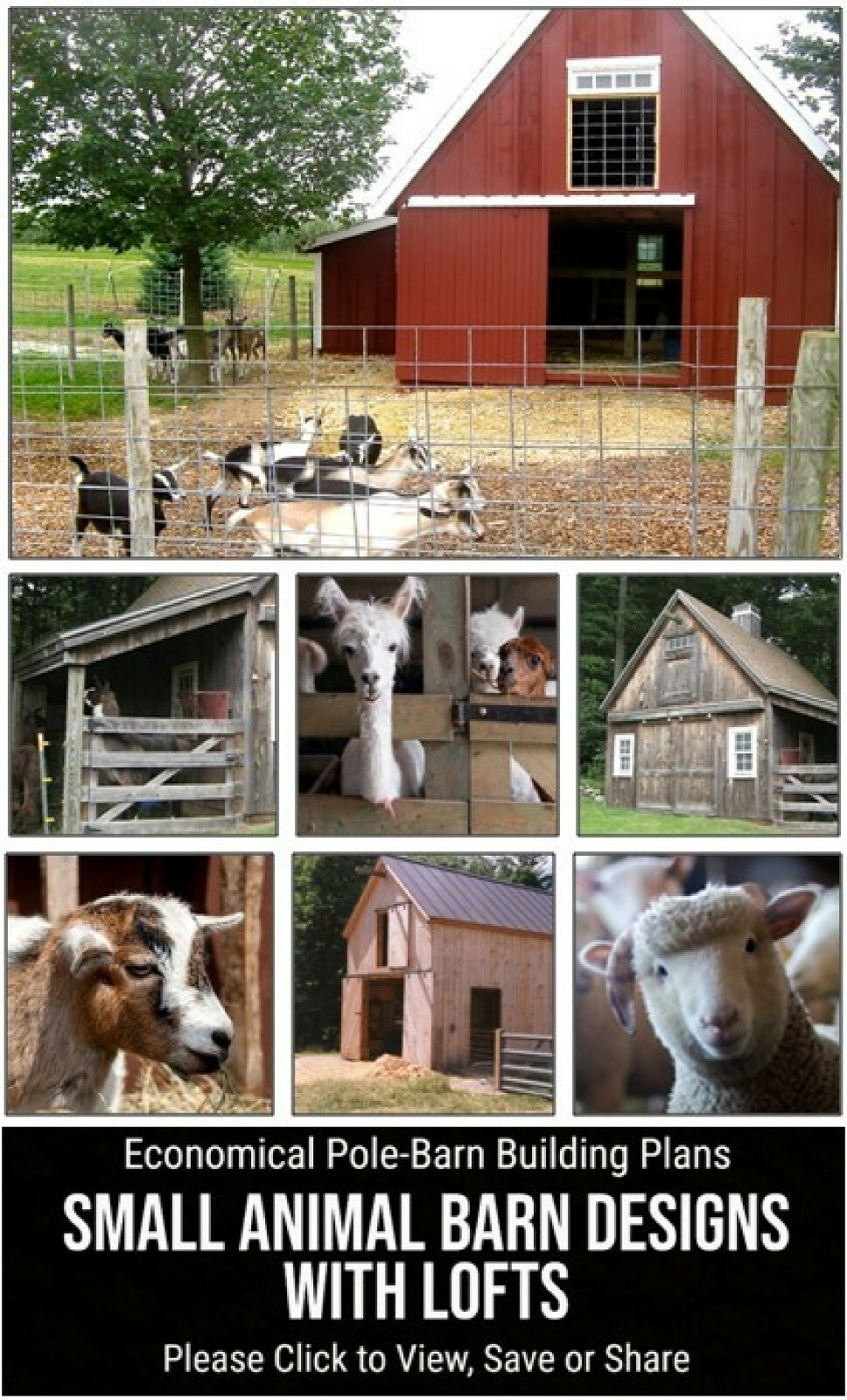 3 Small Animal Barn Designs- Complete Pole-Barn Construction Plans (B2 ...
