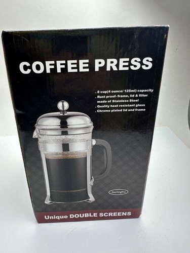 Sterling Pro coffee press 8 Cup Double Screens Stainless Steel Glass ...