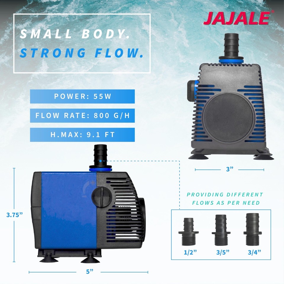 800 GPH Adjustable Submersible Powerhead Aquarium Pump Fish Tank ...