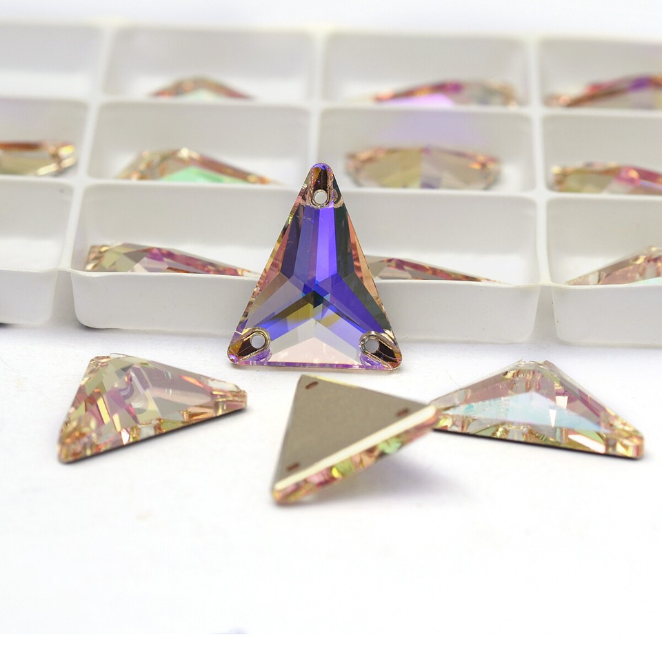 Slim Triangle Sew On Rhinestone Flat Back Glass Beads Crystal ...