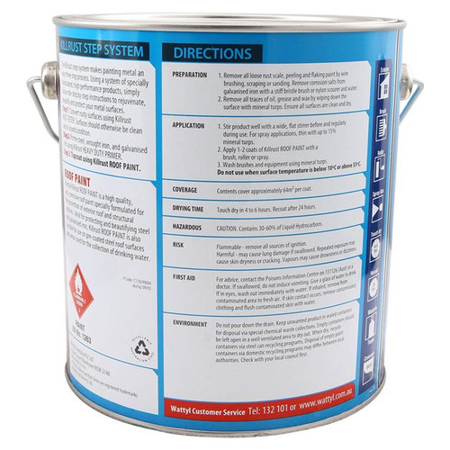 Wattyl Killrust Roof Paint 4L topcoat for metal roofs, CHARCOAL, GREEN ...