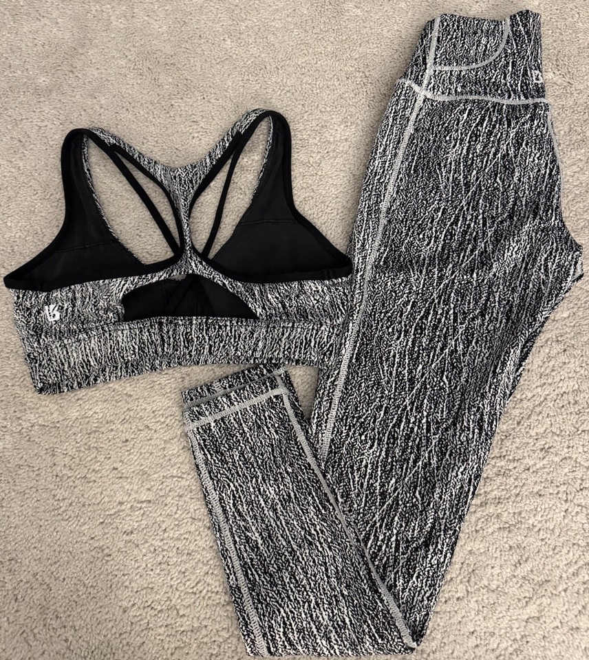 Buff Bunny Womens Black White Textured Print High Rise Athletic Pants ...