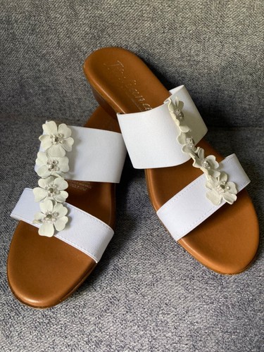 Italiana Shoemaker Sandals Jessa Size 10 M White Floral Slide on made ...