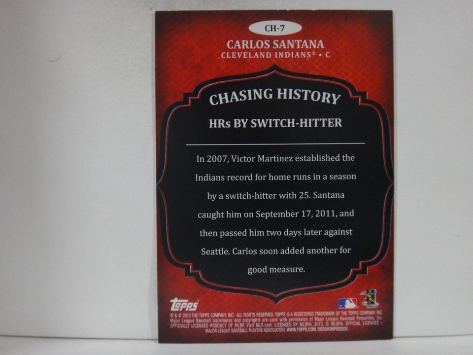 2013 (INDIANS) Topps Chasing History #CH7 Carlos Santana | eBay