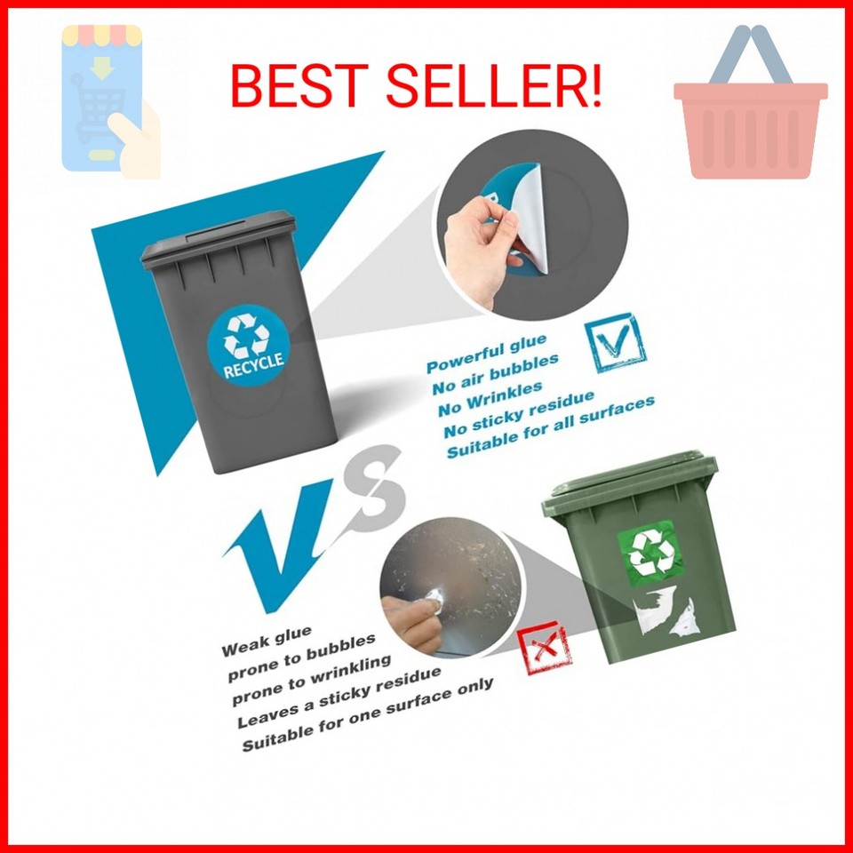 Sukh 6 Pack Recycle Sticker for Trash Can Large Sign Garbage Recycling ...