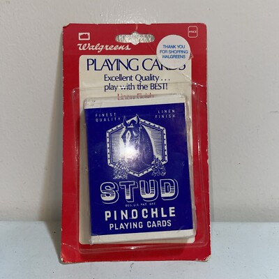 Vintage Walgreens STUD Pinochle Playing Cards Linen Finish Blue - New ...