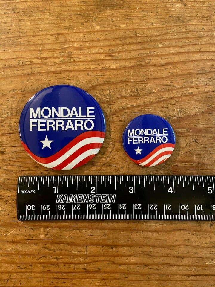 TWO Presidential Pins Mondale Ferraro Campaign Button 1984 Democratic ...