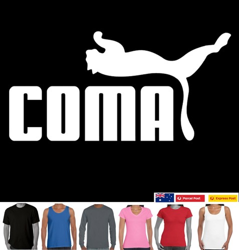 Funny T shirts Coma T Shirt Puma Parody Joke Spoof Comedy Men's Ladies ...
