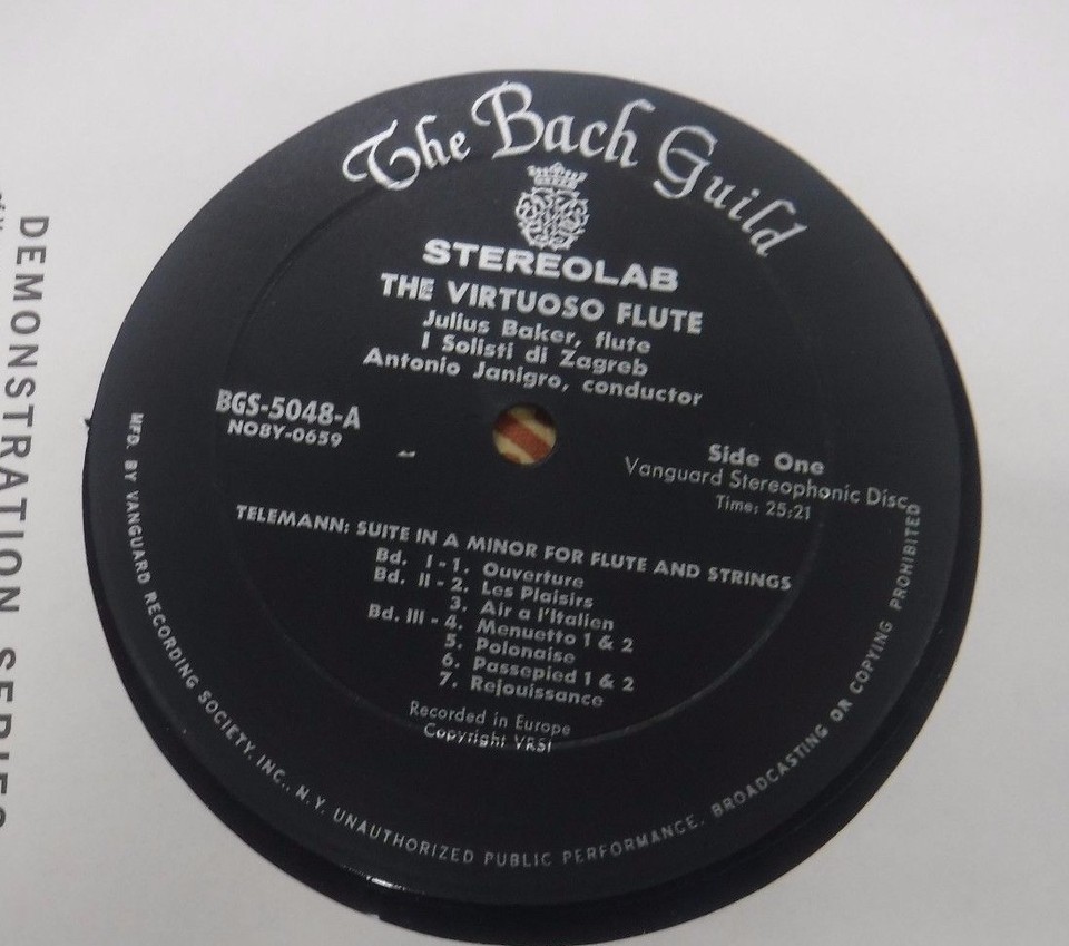 The Virtuoso Flute Julius Baker/Flute BGS-5048 The Bach Guild 091016LLE ...