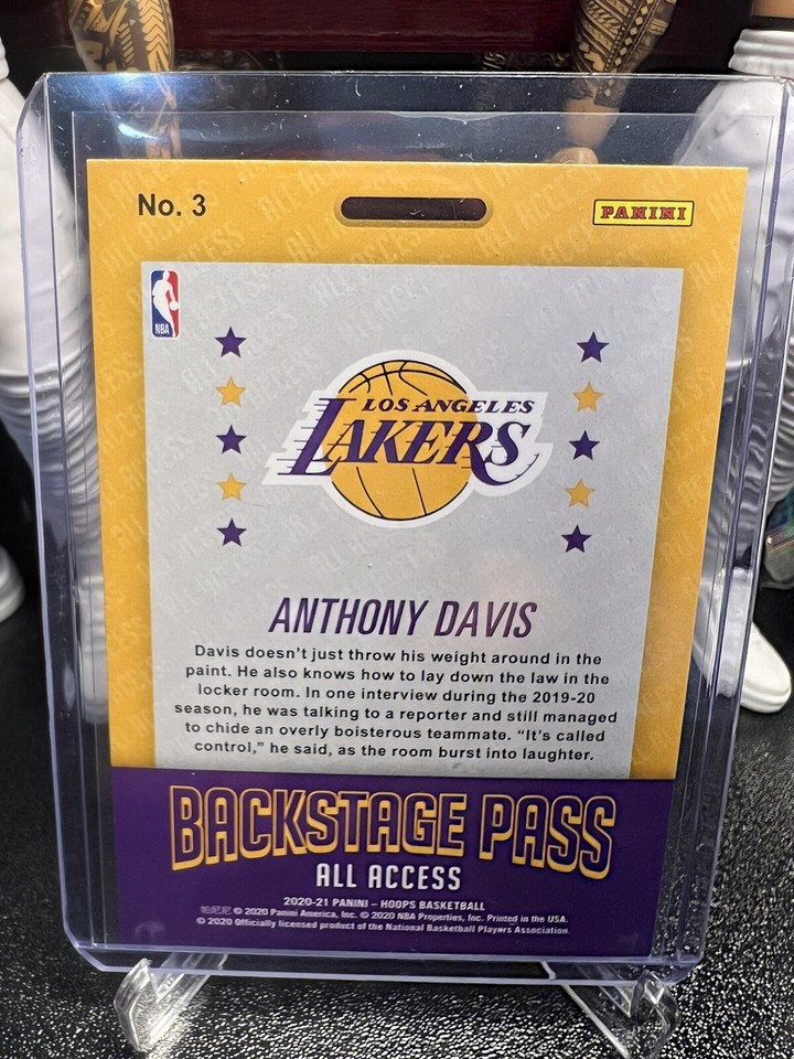 J62 2020-21 Panini NBA Hoops VIP Back Stage Pass Anthony Davis Los ...