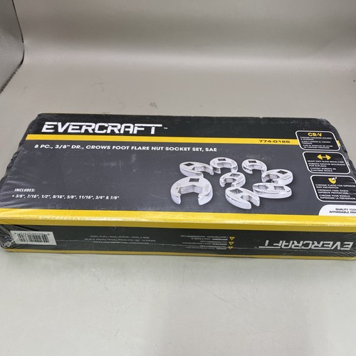 Evercraft Hand Tools 8pc. 3/8 Dr. Crows Foot Flare Nut Socket Set, SAE ...