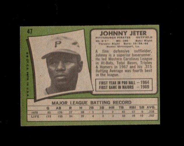 1971 Topps #47 JOHNNY JETER Pirates NRMT | eBay