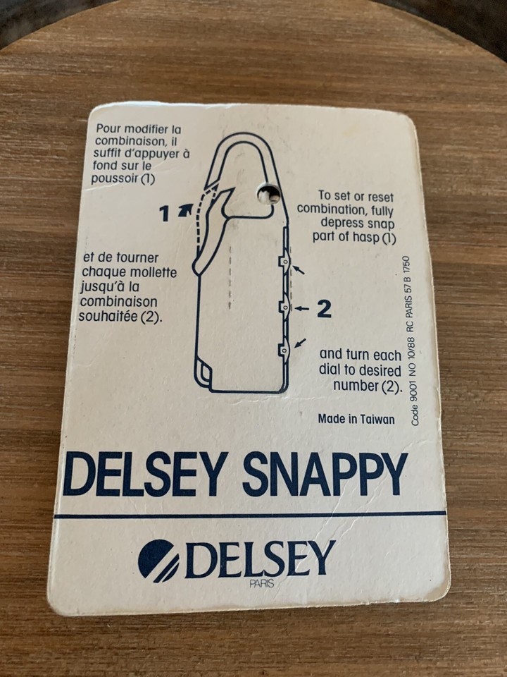 New Delsey Snappy Snap-On Combination 3-digit luggage Padlock | eBay