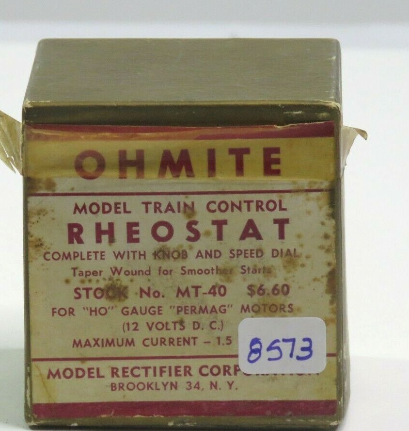 Vintage Ohmite MT40 12V 1.5 A Rheostat Potentiometer For HO Model Train ...
