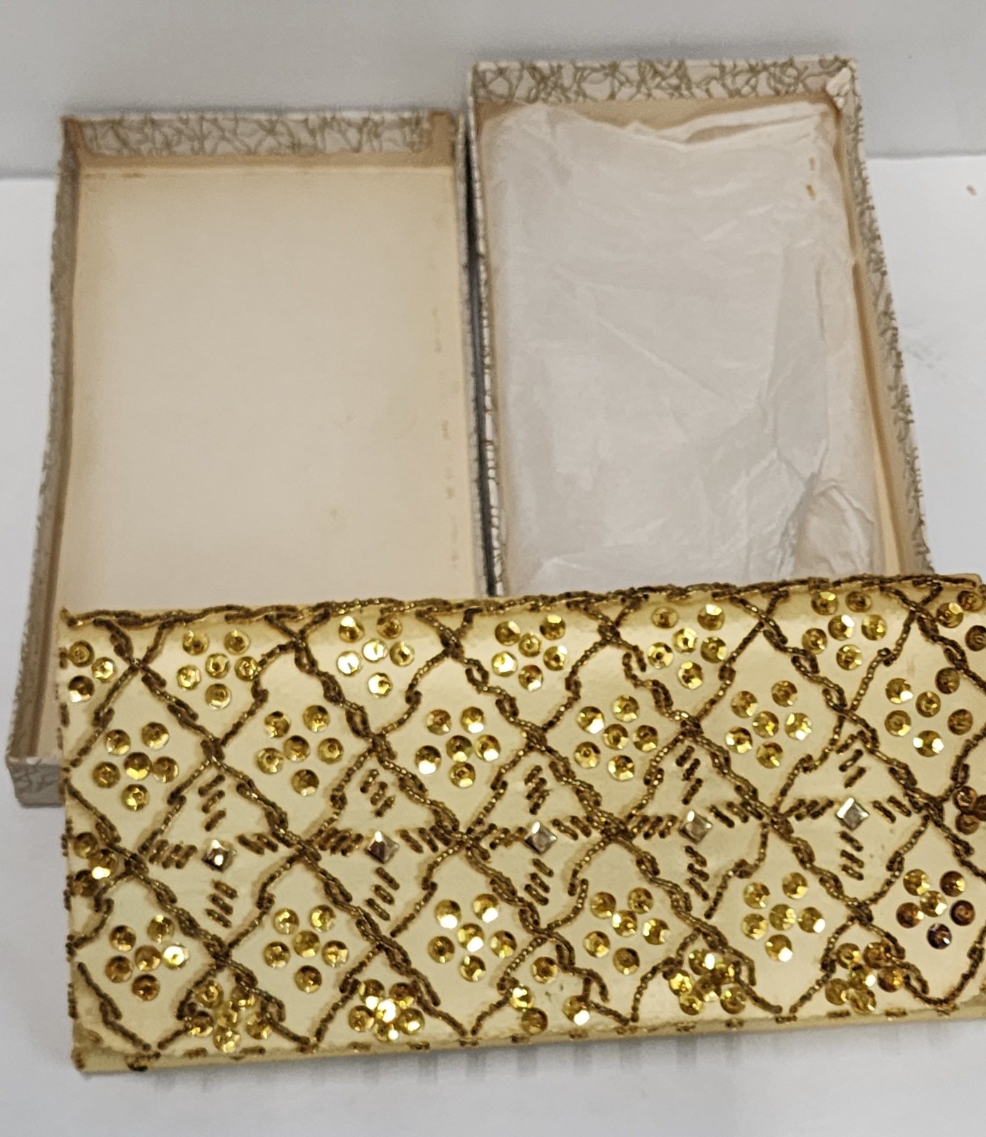 Vintage Gold Beaded Sequence Purse Evening Clutch Bag Handmade in ...