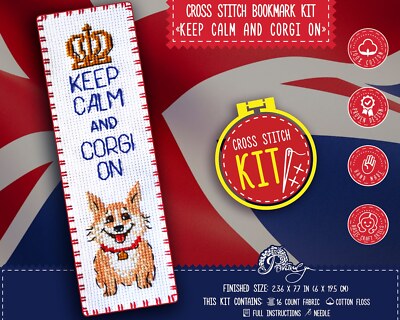 Corgi cross stitch bookmark kit - DIY bookmark embroidery kit Counted ...