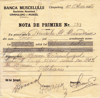 Romania, 1936, Vintage Bill / Receipt - Revenue / Fiscal Stamps ...