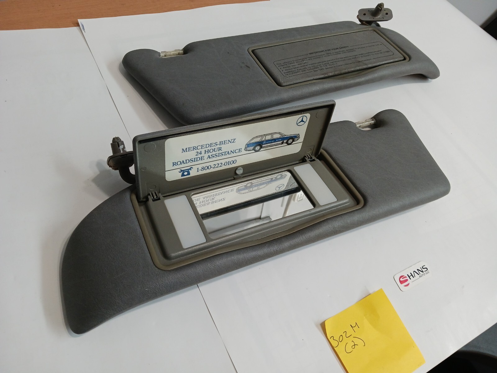 MERCEDES W140 92-99 gray SUNVISORS VISOR VISORS SUN Vanity Mirrors 302M ...