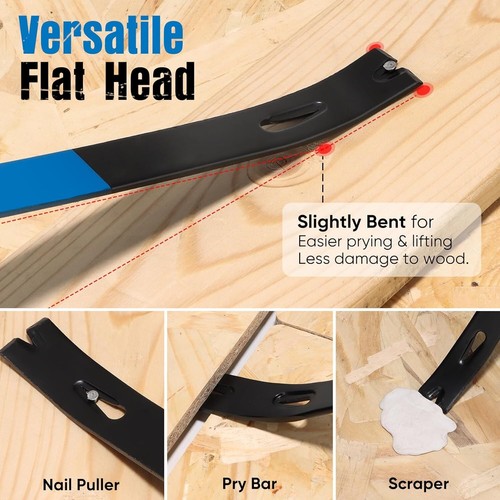 4-PCS Flat Pry Bar Set-15" 10" 7.5" 5.5"-Heavy Duty Puller Crowbar,Flat ...
