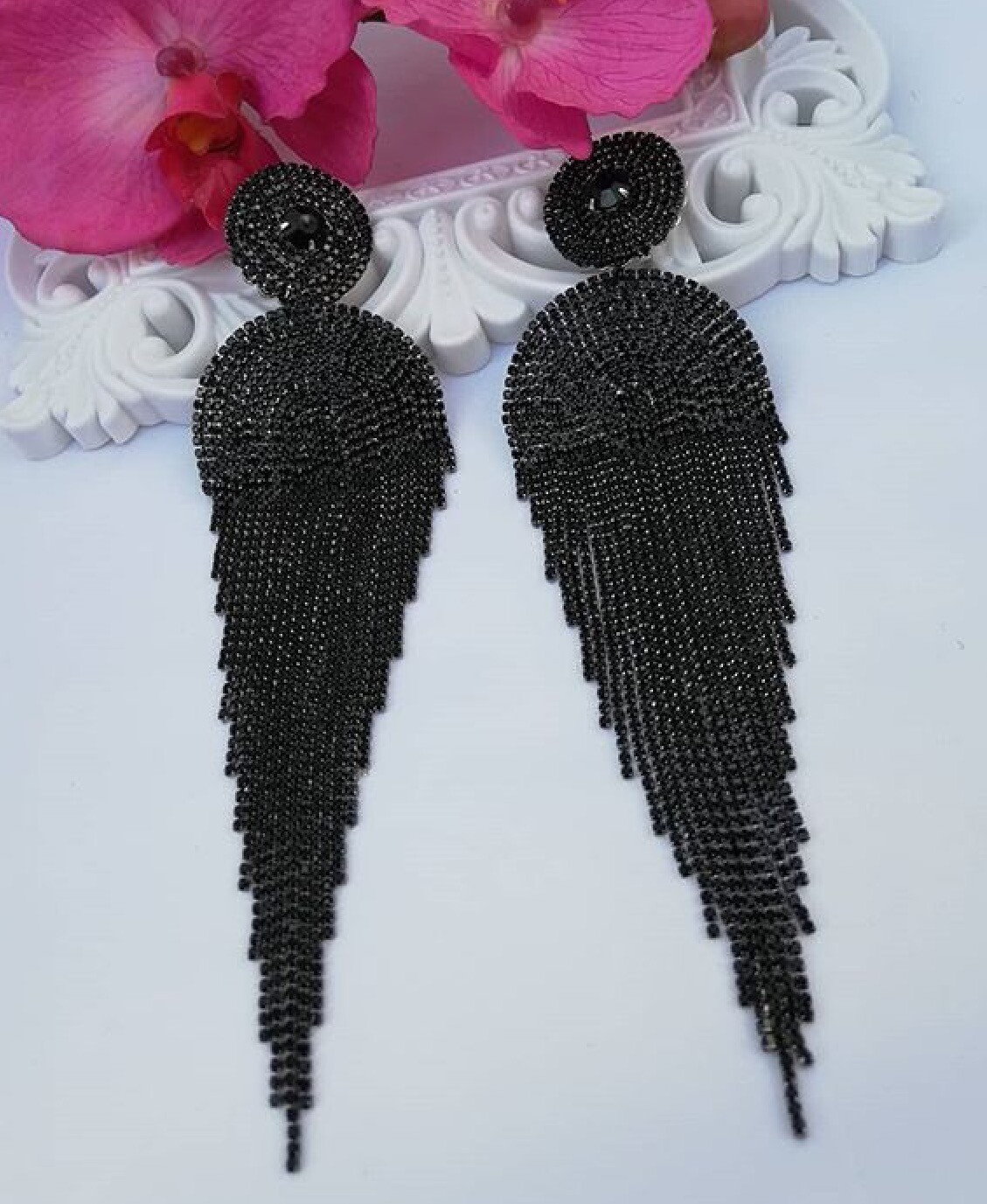 Sale! Handmade Diamond Style Beaded Crystal Waterfall Drop Earrings All ...