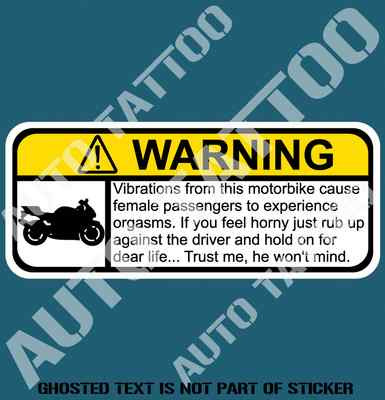 MOTORBIKE VIBRATIONS WARNING DECAL STICKER FUNNY DRIFT WARNING DECALS ...