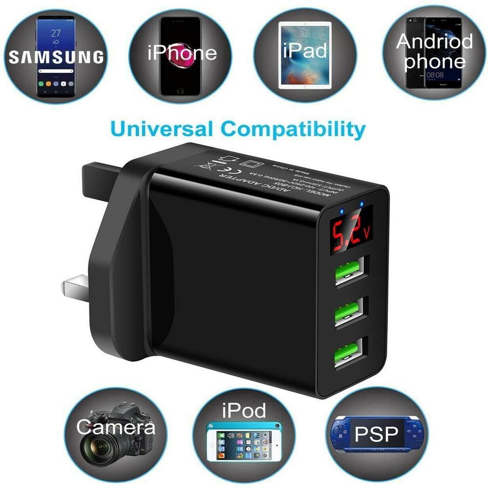 3 Multi-Ports Fast Quick Charge Charger USB Transformer Adapter Power ...