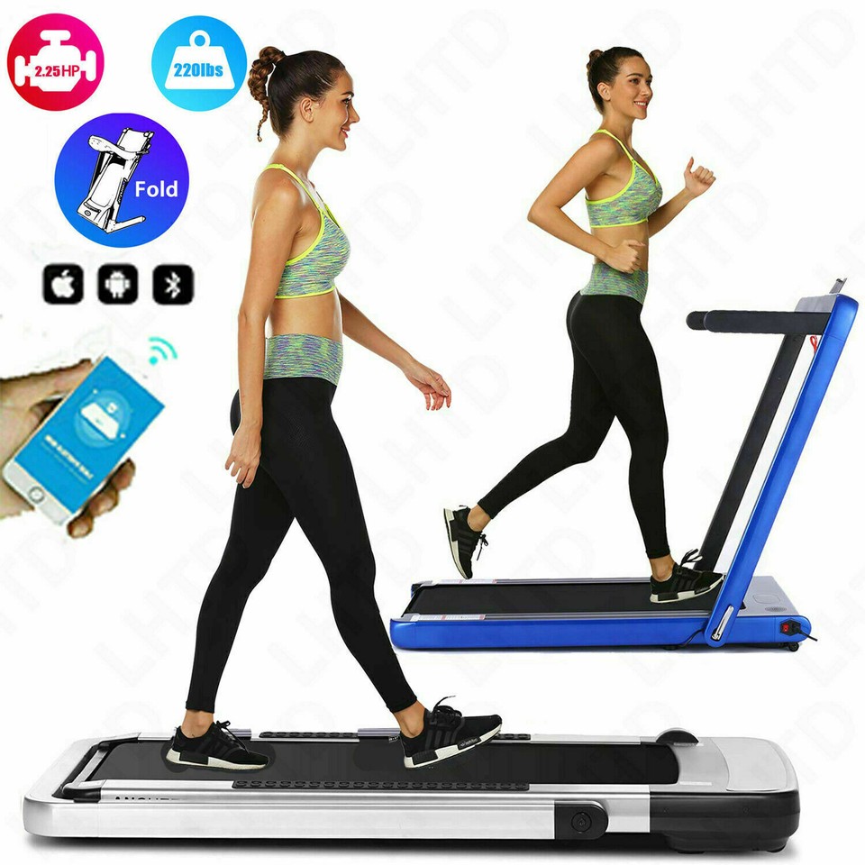 Treadmill Folding Running Walking Machine w/ App Control 2-in-1 for ...