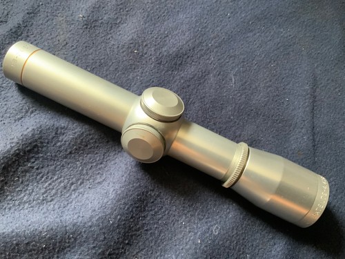 VINTAGE LEUPOLD M8 2X SILVER STAINLESS PISTOL SCOPE EXTENDED EYE DUPLEX ...