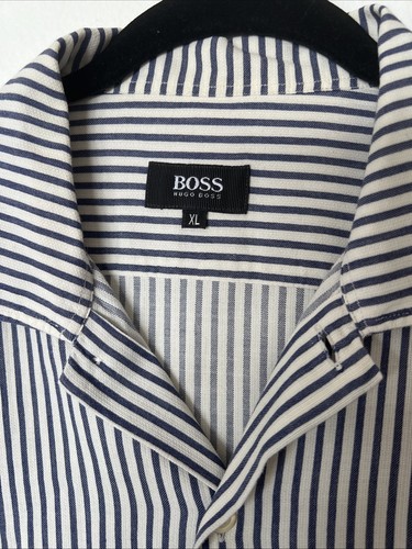 Boss Hugo Boss Men Size XL Blue Classic Stripe Button Down Long Sleeve ...