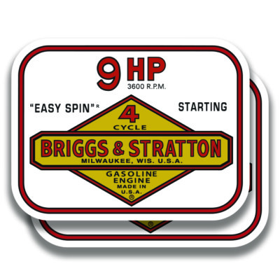 9HP BRIGGS AND STRATTON DECAL Vintage 2 Stickers Bogo Car Window Bumper ...