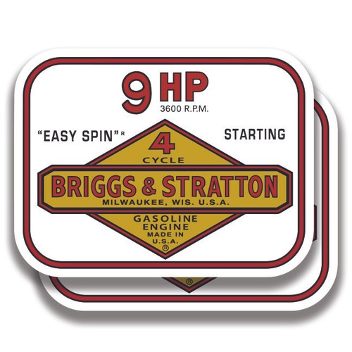 9HP BRIGGS AND STRATTON DECAL Vintage 2 Stickers Bogo Car Window Bumper ...