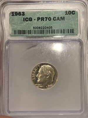 1963 P Roosevelt Silver Dime Coin PR70 Cameo ICG Gem Mint Proof ...