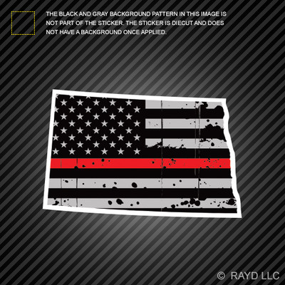 Distressed Thin Red Line North Dakota State Shaped Subdued US Flag ...