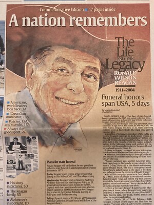 Death of 40th US President Ronald Reagan June 07 2004 Collectible ...