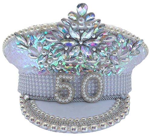 Womens 50th Birthday Rhinestone Hat Party 50 Girls Captains Hat ...