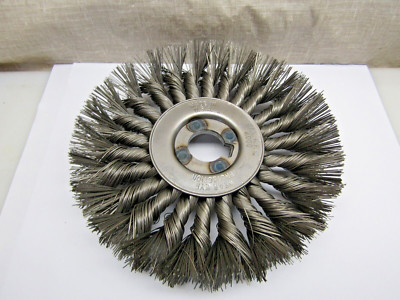 7" Wire Wheel Brush Twisted 1" Arbor Hole with 3/8" Keyway .025 Wire 1 ...