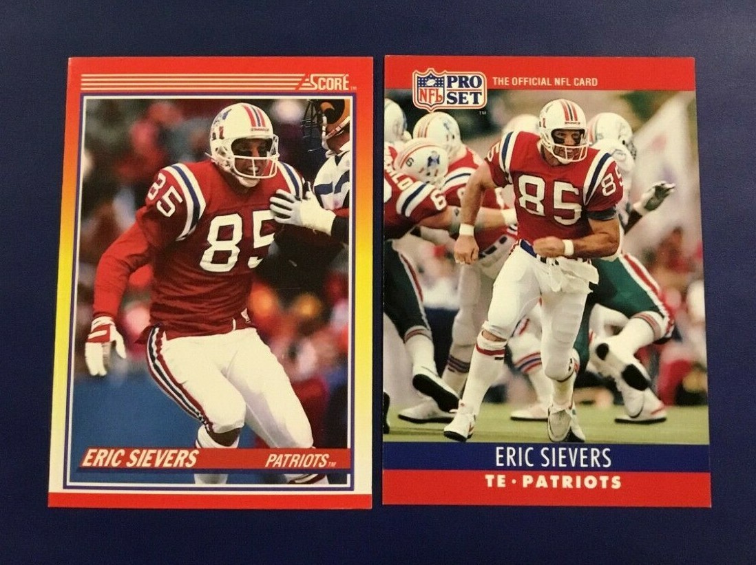 1990 Score Pro Set # 206 # 283 ERIC SIEVERS ROOKIE Lot 2 Patriots ...