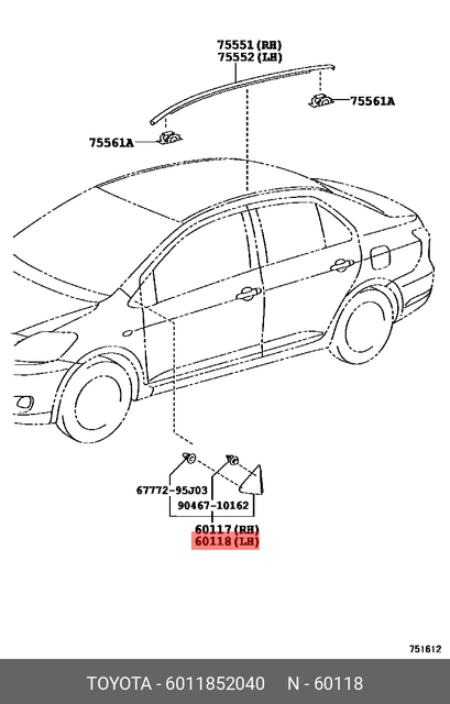 Genuine OE fender trim 6011852040 for TOYOTA 60118-52040 online kaufen ...