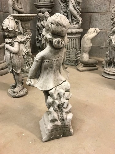 Shy girl concrete stone garden ornament cute little girl courtesy ...